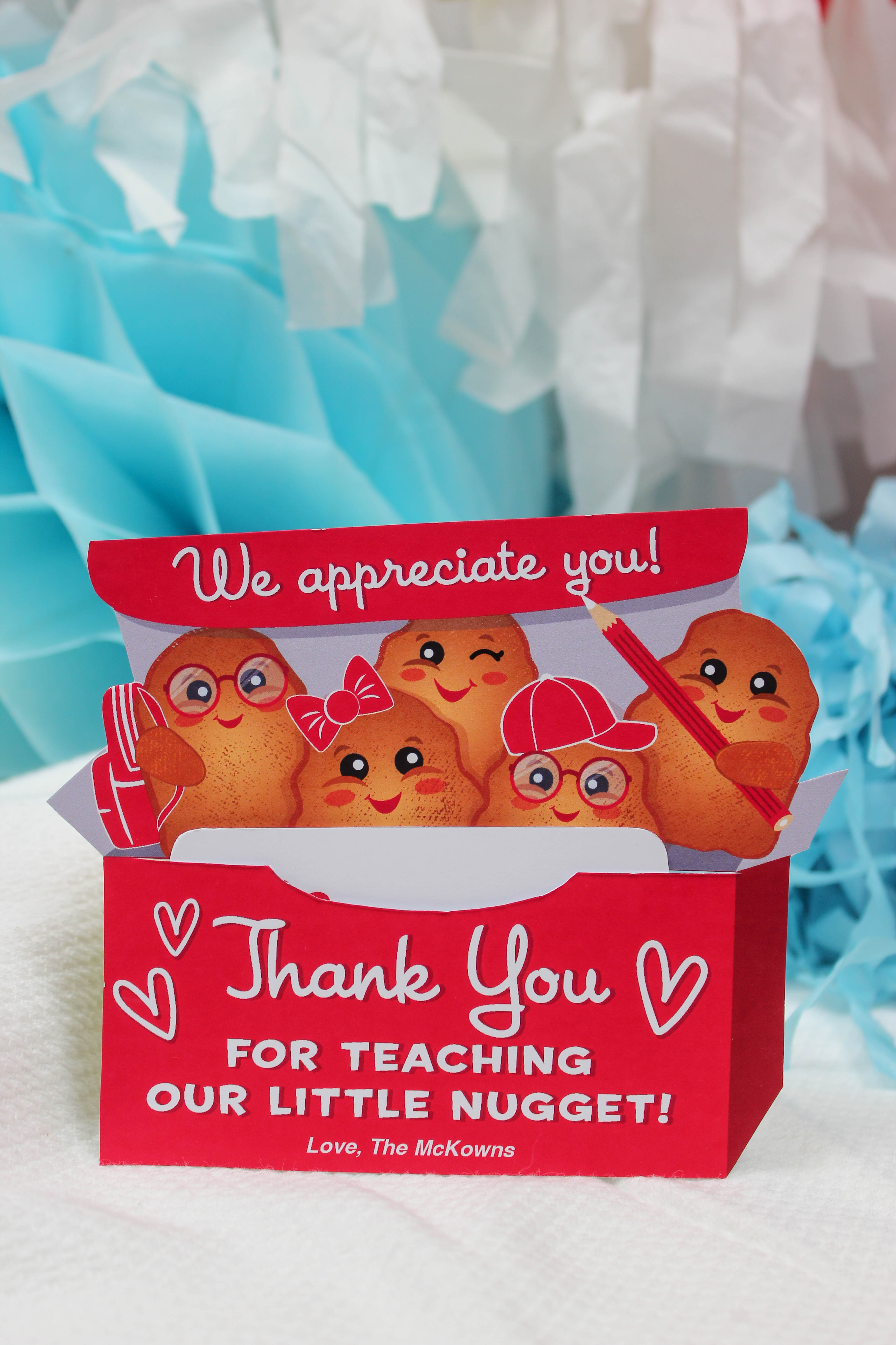 Teacher Appreciation Chicken Nugget Gift Card Holder – Just Add Confetti